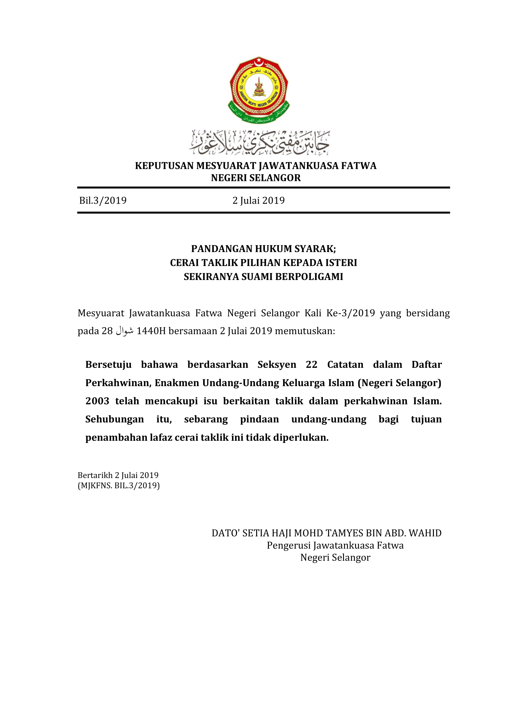 Pandangan Hukum Syarak : Cerai Taklik Pilihan Kepada Isteri Sekiranya ...