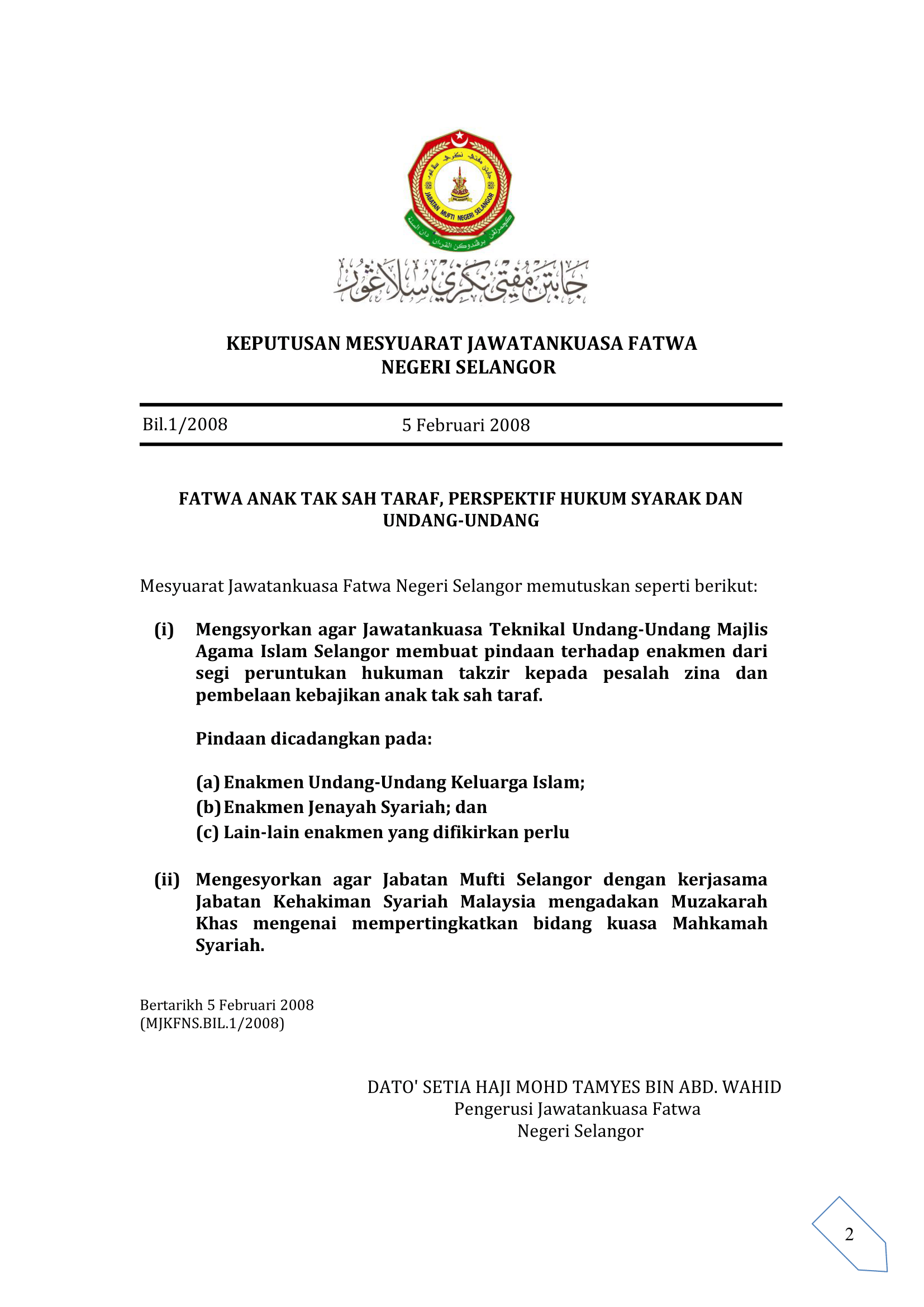 Fatwa Anak Tak Sah Taraf, Perspektif Hukum Syarak Dan Undang-Undang – Jabatan Mufti Negeri Selangor