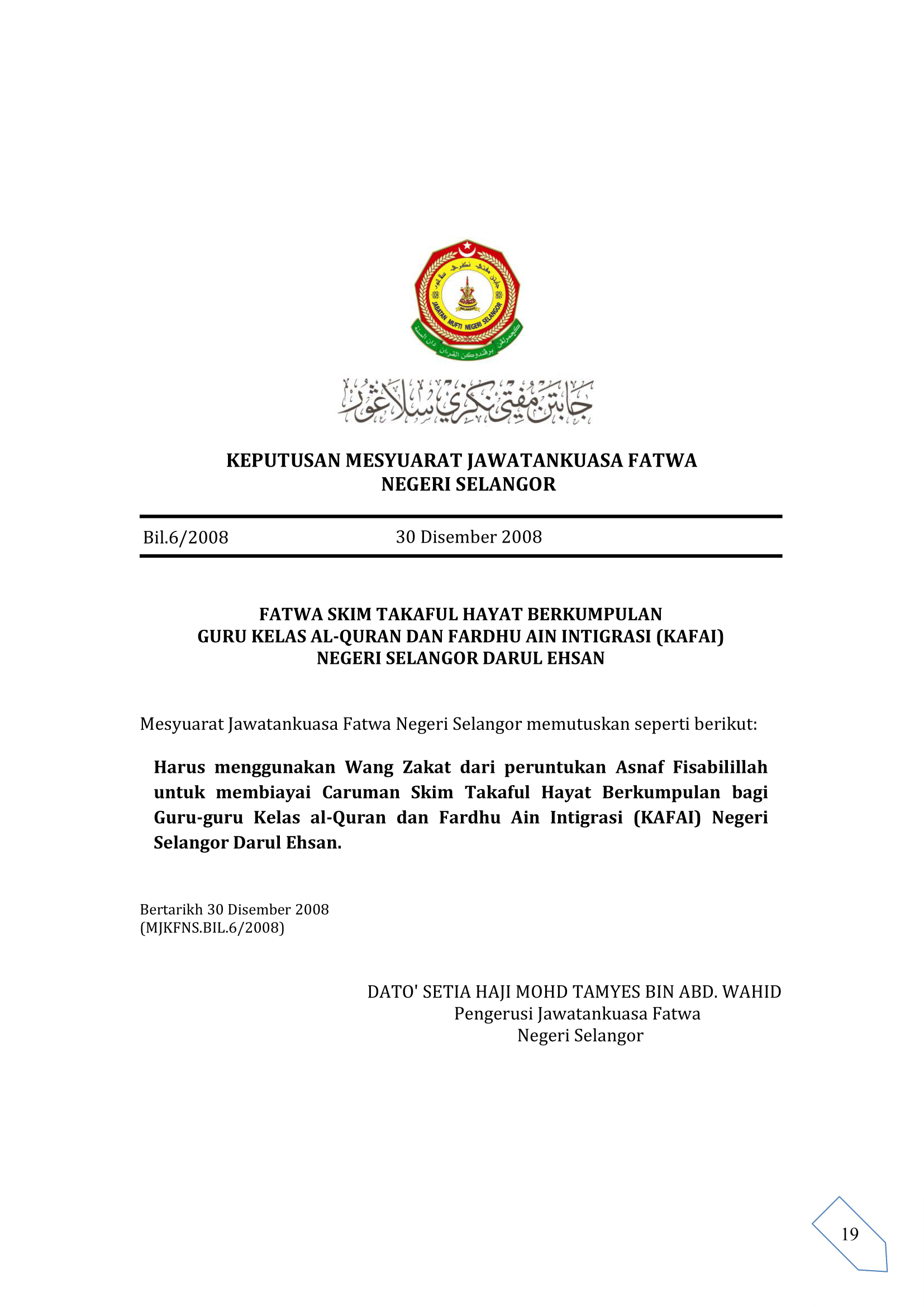 Fatwa Skim Takaful Hayat Berkumpulan Guru Kelas Al-Quran Dan Fardhu Ain ...