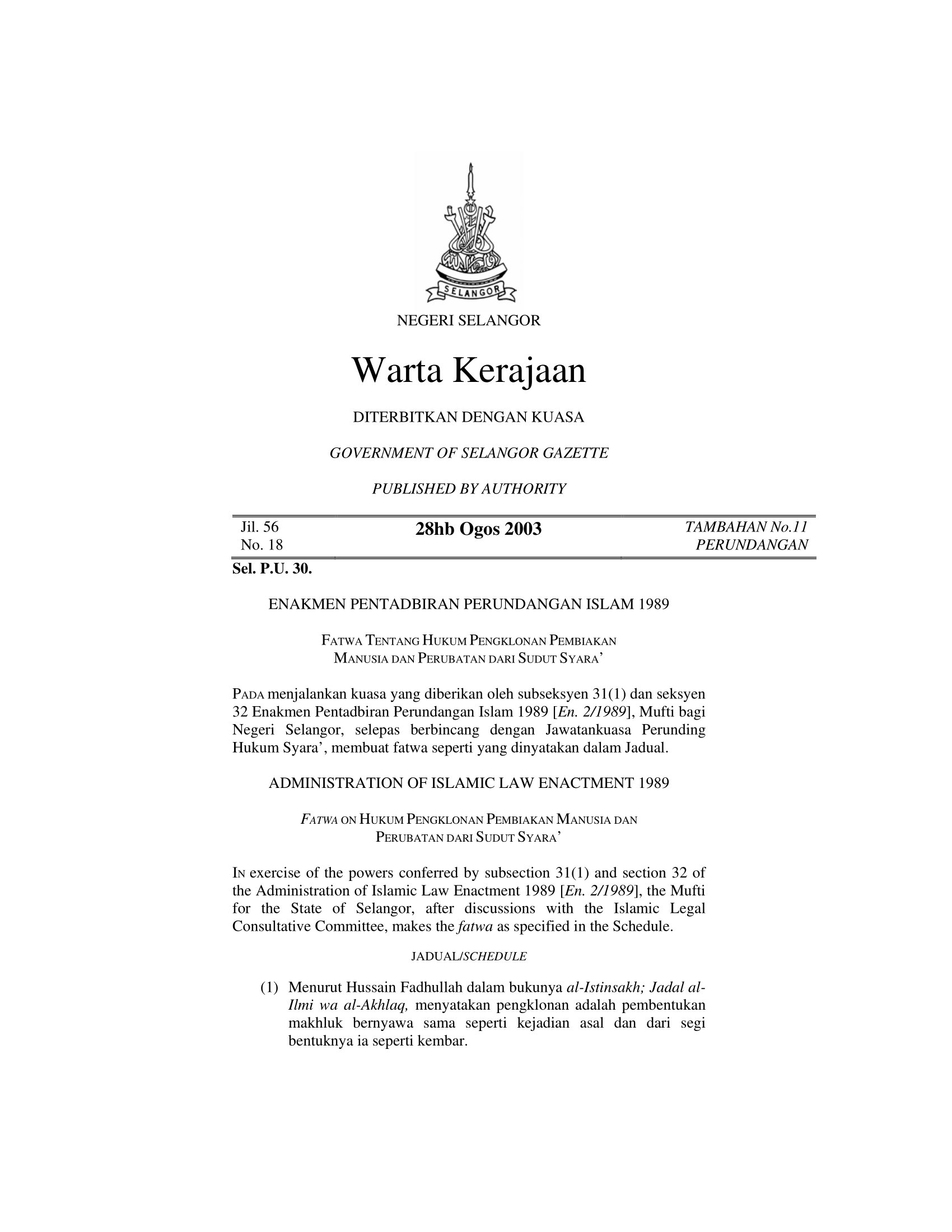Fatwa Tentang Hukum Pengklonan Pembiakan Manusia dan Perubatan Dari ...
