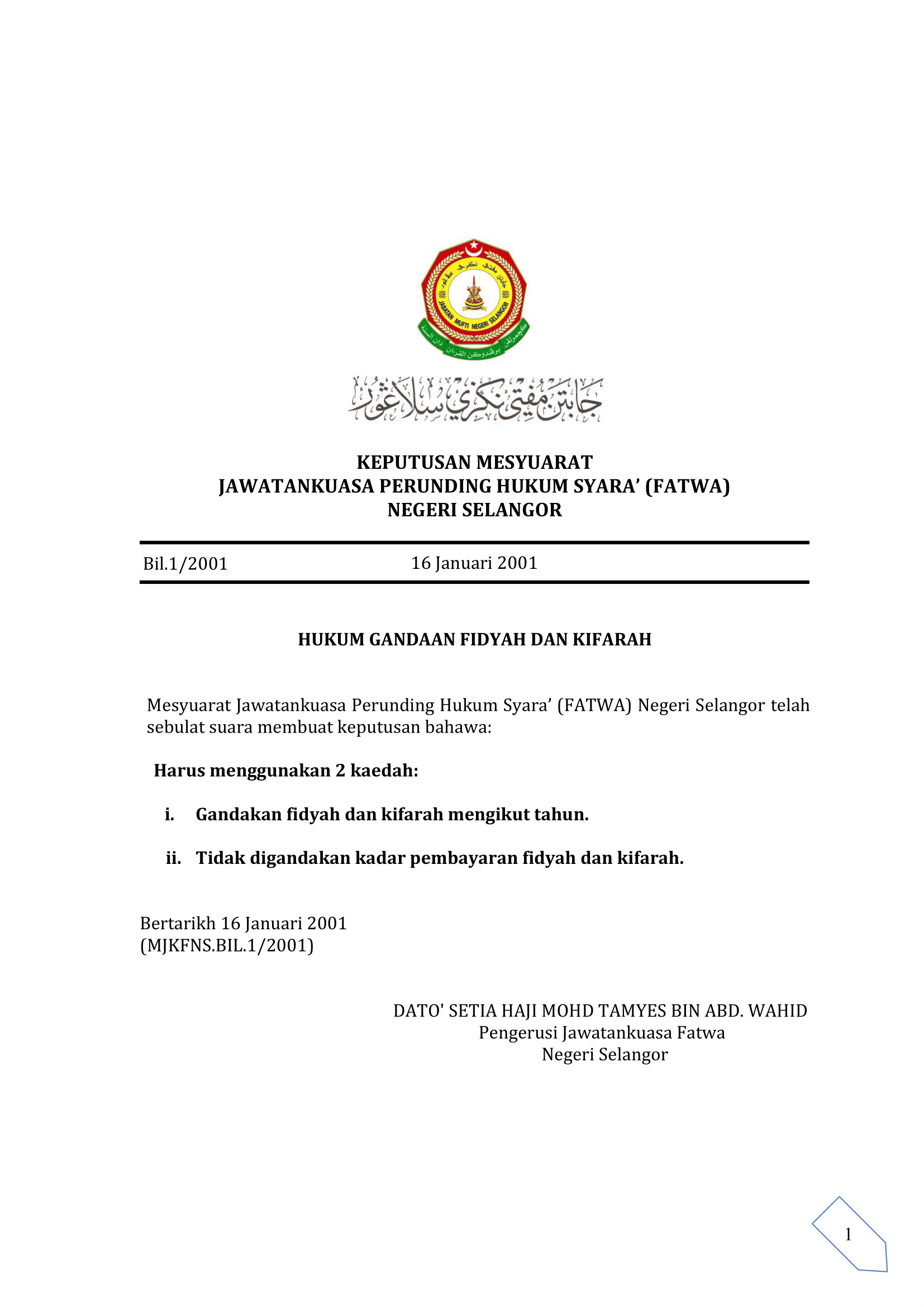 Hukum Gandaan Fidyah dan Kifarah – Jabatan Mufti Negeri Selangor