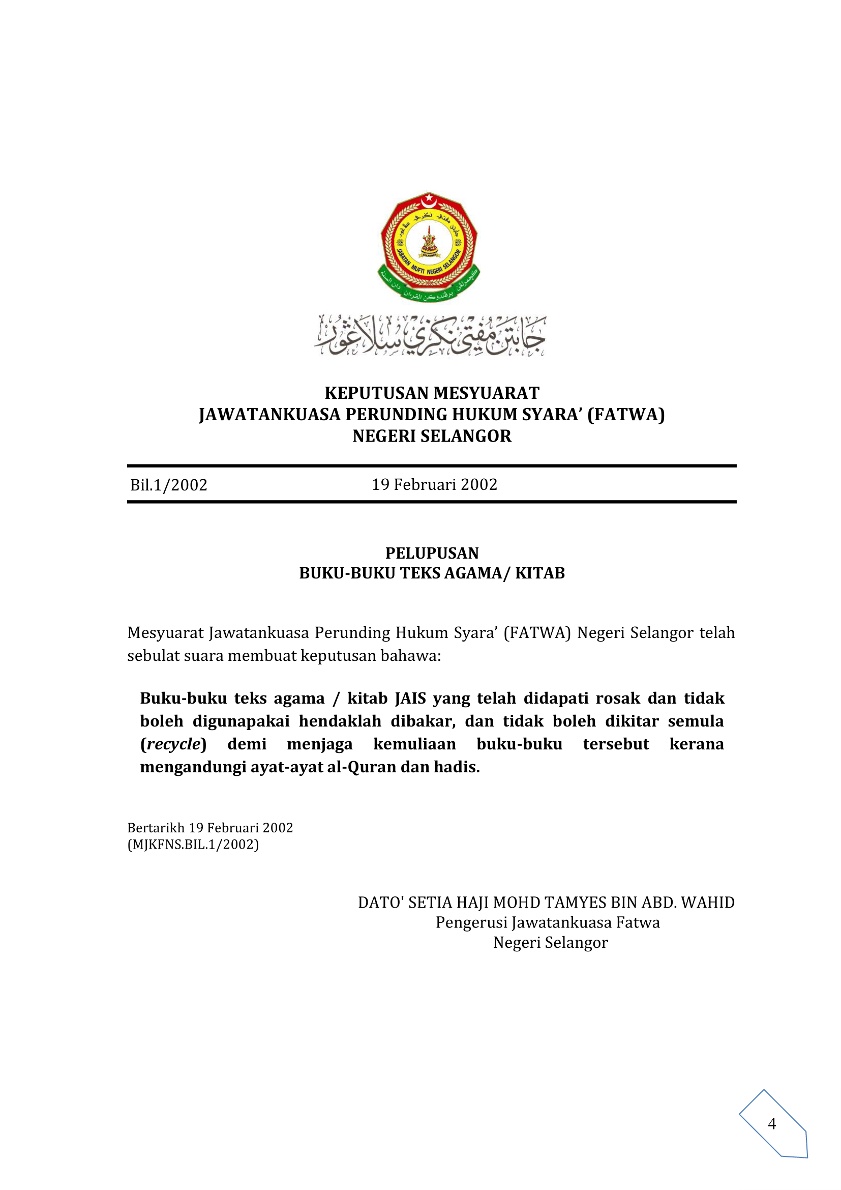 Pelupusan Buku Buku Teks Agama Kitab Jabatan Mufti Negeri Selangor