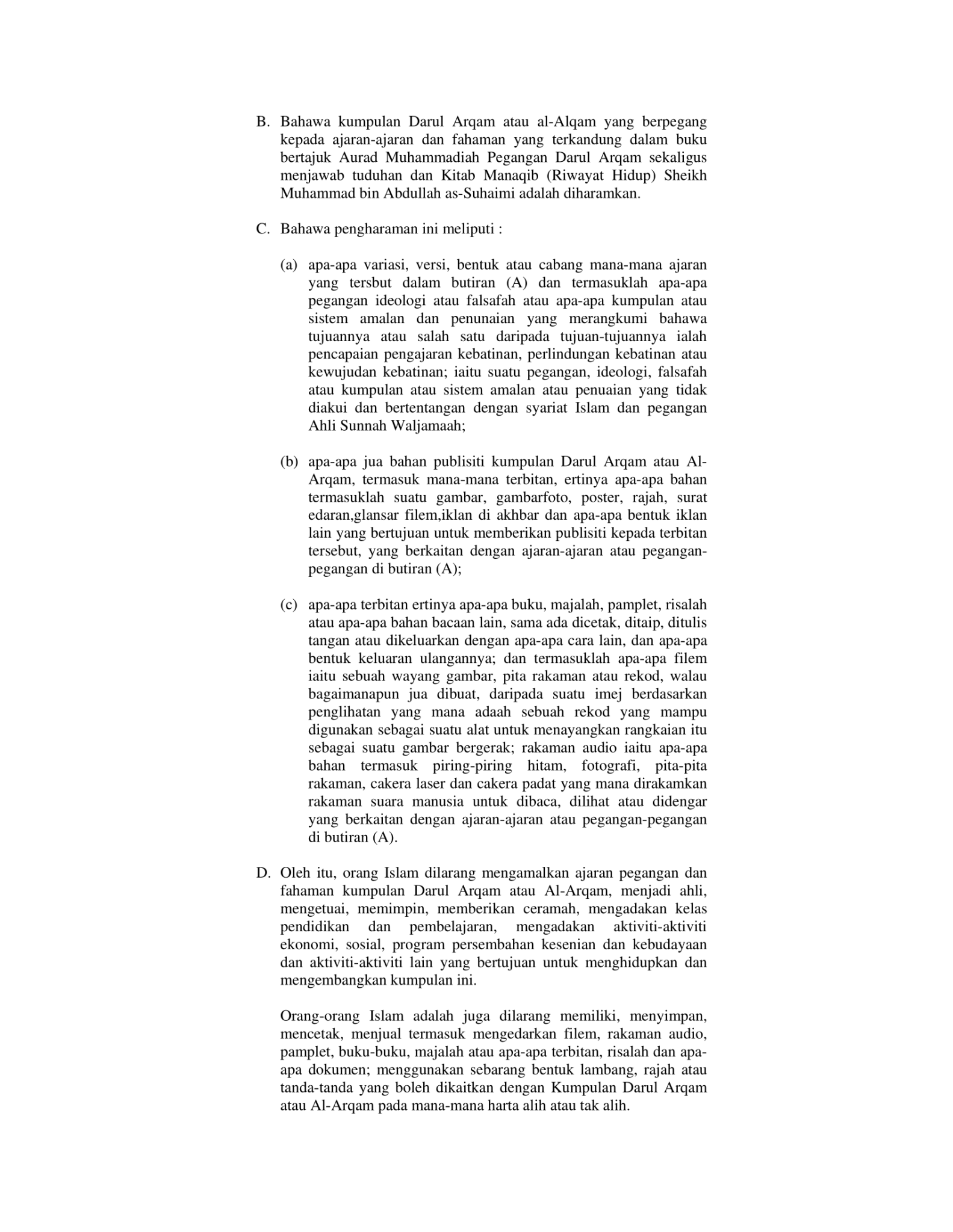 Pindaan Fatwa Tentang Fahaman Dan Ajaran Yang Dipegang Oleh Kumpulan Al ...