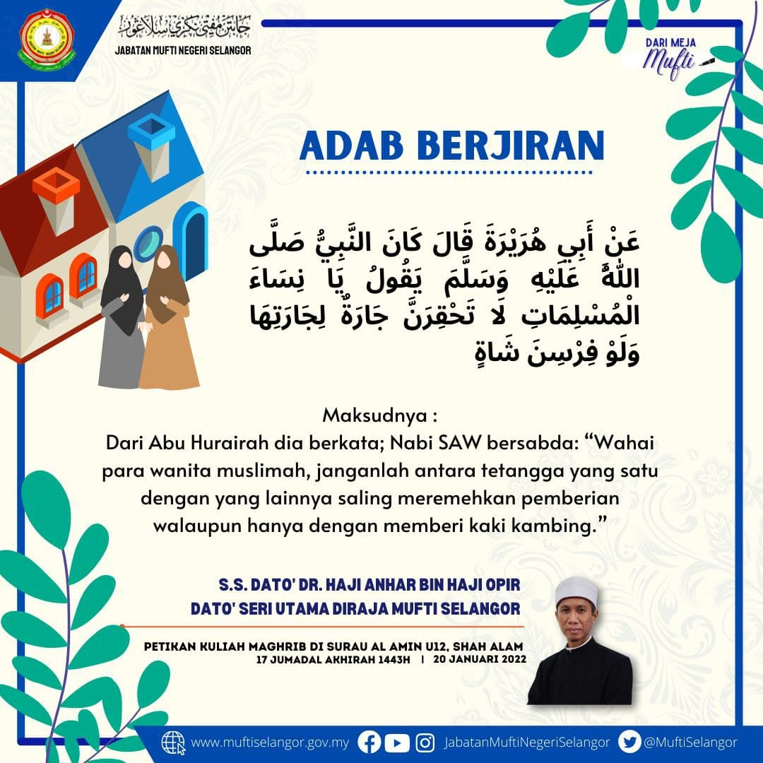 Dari Meja Mufti : Adab Berjiran – Jabatan Mufti Negeri Selangor