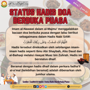 #43 Taudhih Al-Hukmi : Status Hadis Doa Berbuka Puasa – Jabatan Mufti ...