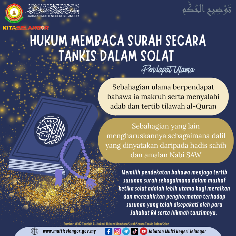 #102 Taudhih Al-Hukmi : Hukum Membaca Surah Secara Tankis Dalam Solat ...